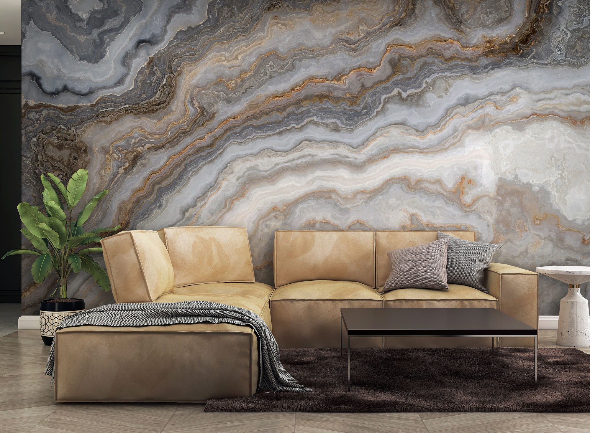 Brown Sliced Marble Stone Wallpaper self Adhesive Peel & - Etsy