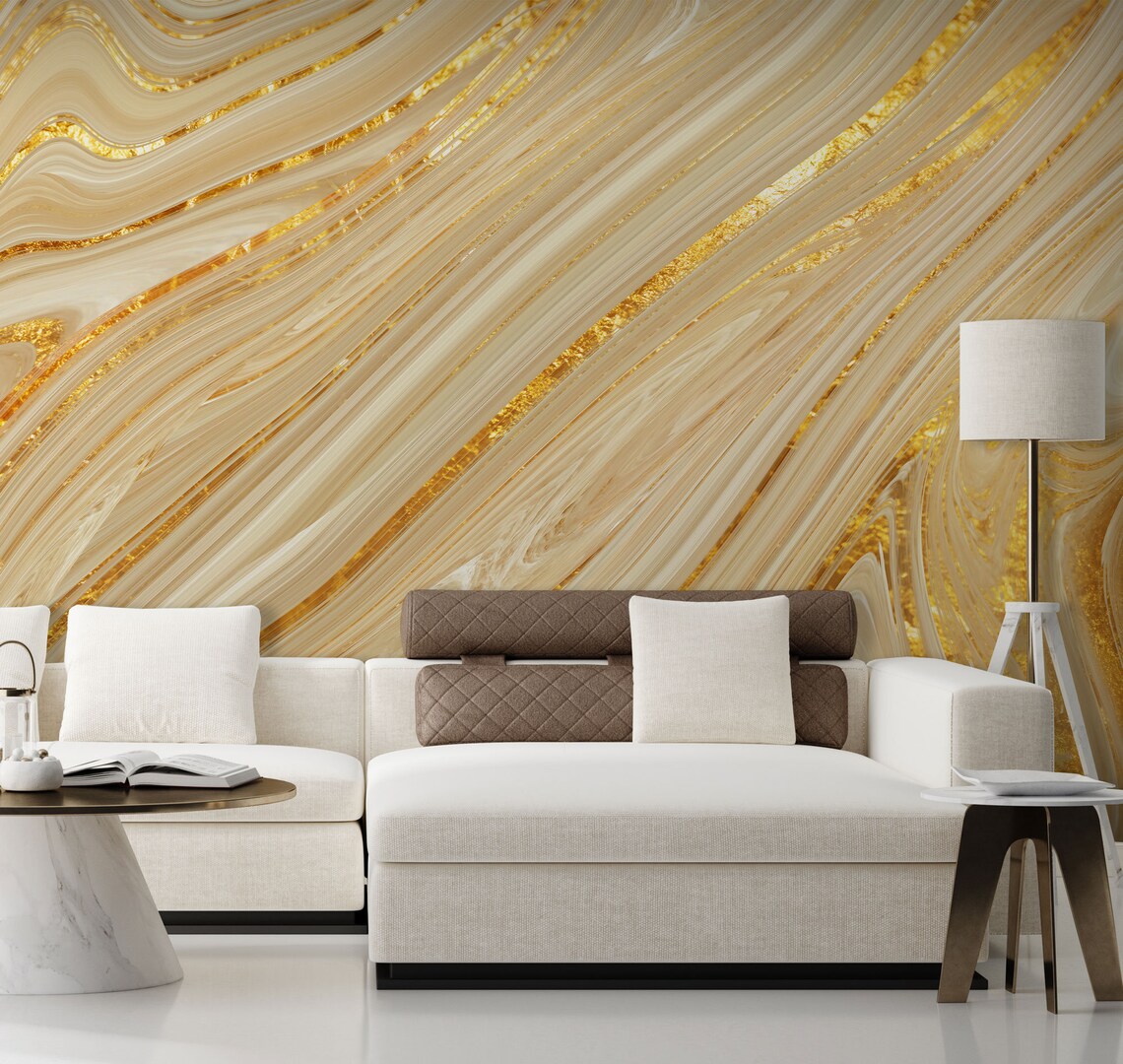 Gold Marble Wallpaper Gold Marble Stone Pattern self - Etsy