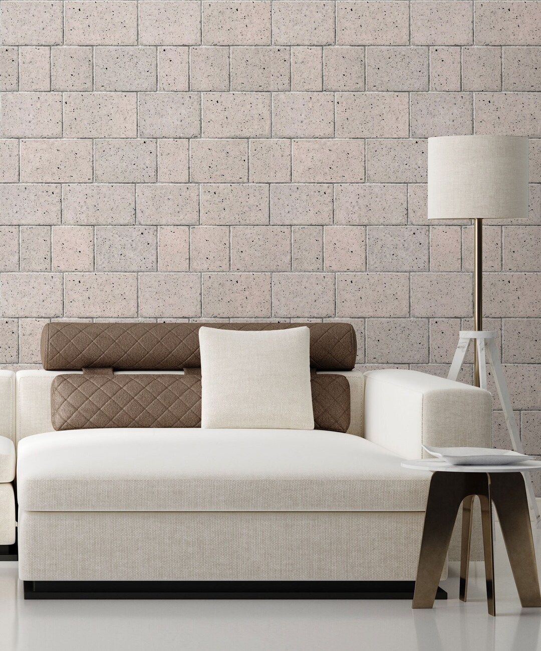 Light Tile Pattern Wallpaper, Patterned Stone Wall Mural [peel and ...