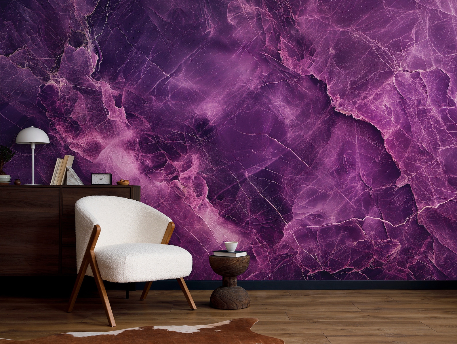 Purple Marble Wallpaper, Purple Stone Wall Mural [peel and Stick (self ...