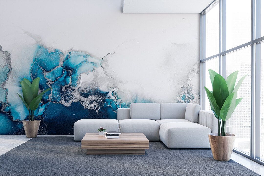 Blue Marble Stone Wallpaper, Wall Mural [peel and Stick (self Adhesive ...