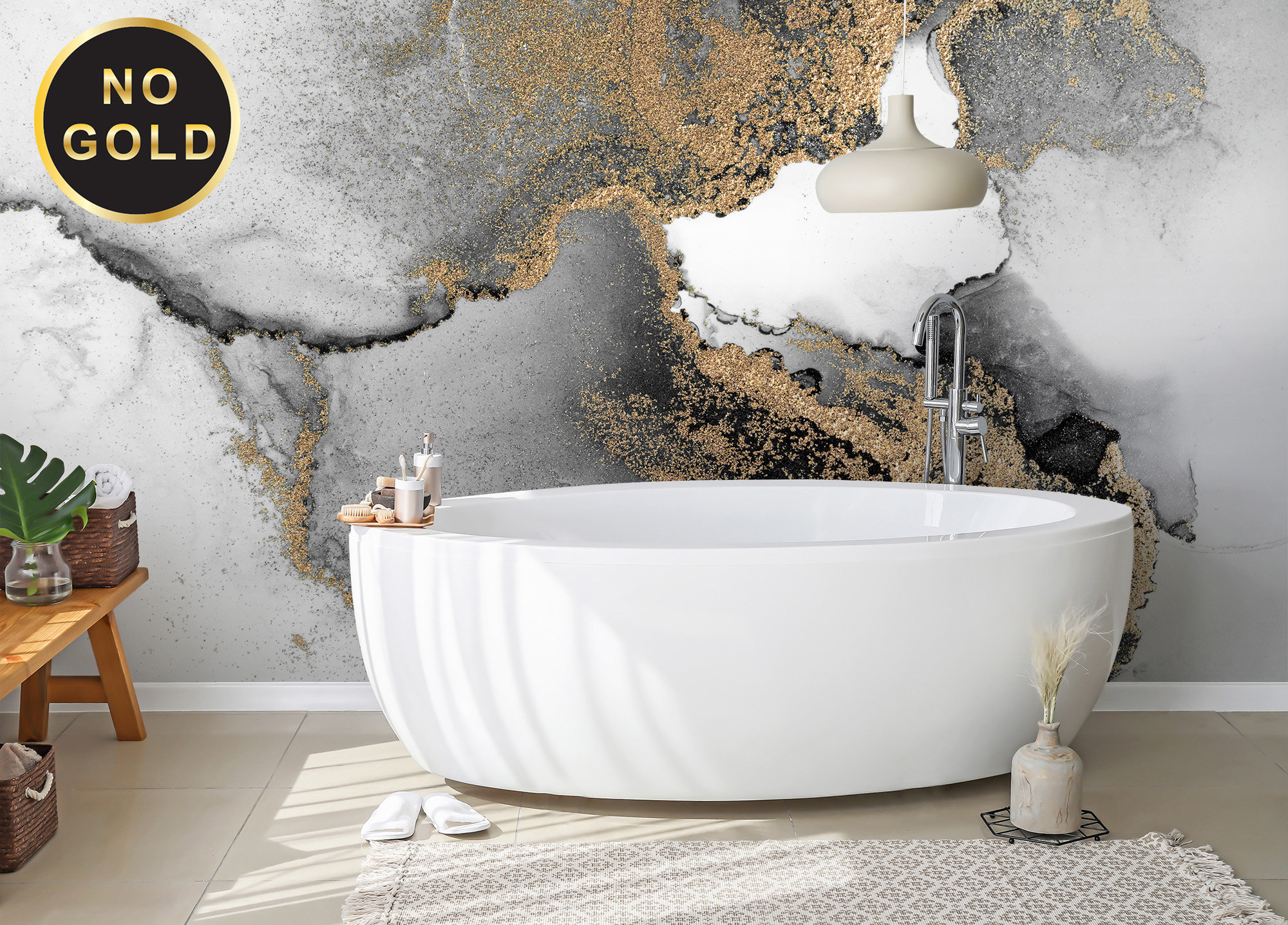 Luxury Dark Stone Wallpaper, Abstract Wall Mural, Gray Stone Print peel ...