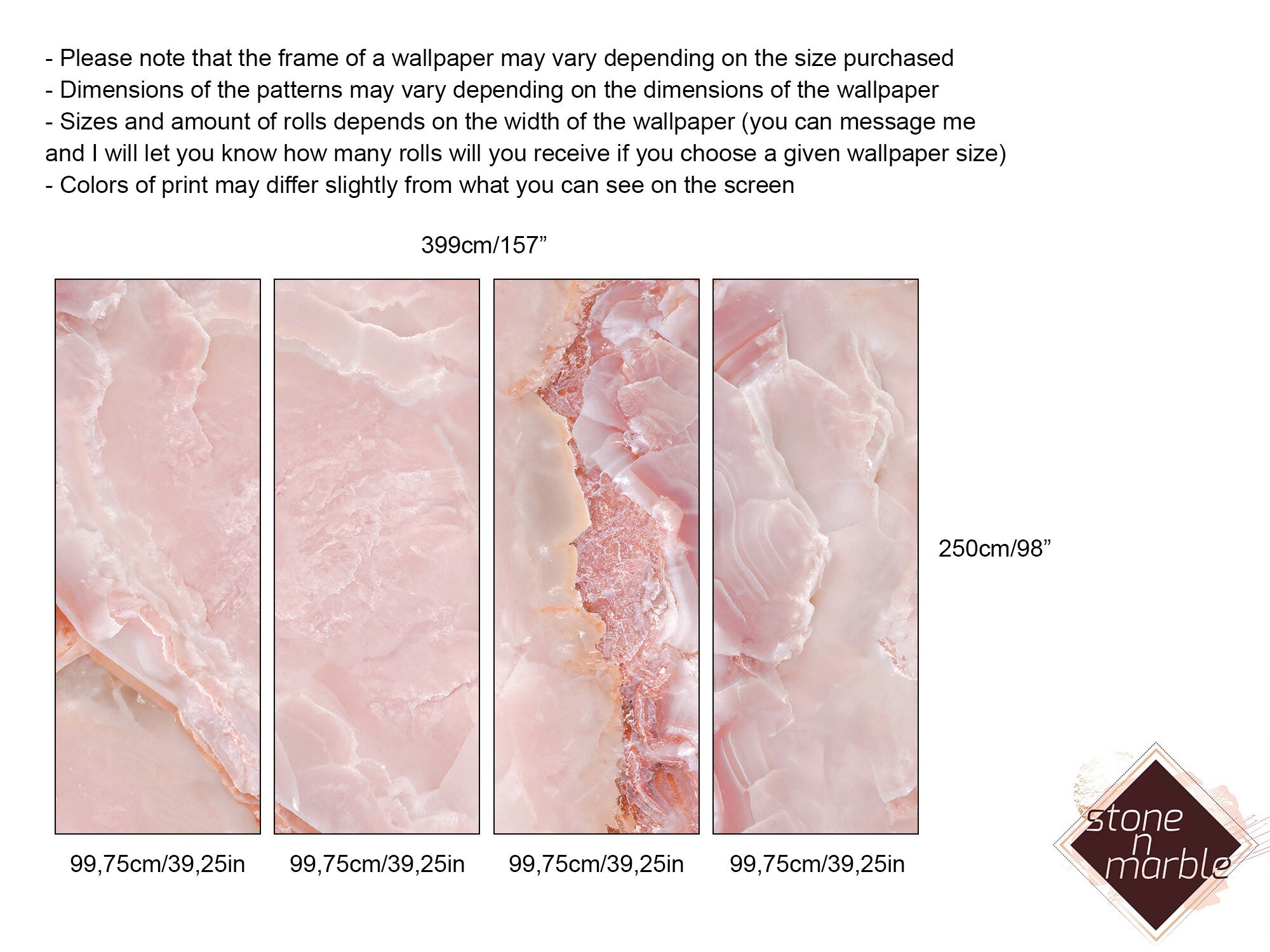 Pink Marble Wallpaper, Stone Wall Mural [peel and Stick (self Adhesive ...