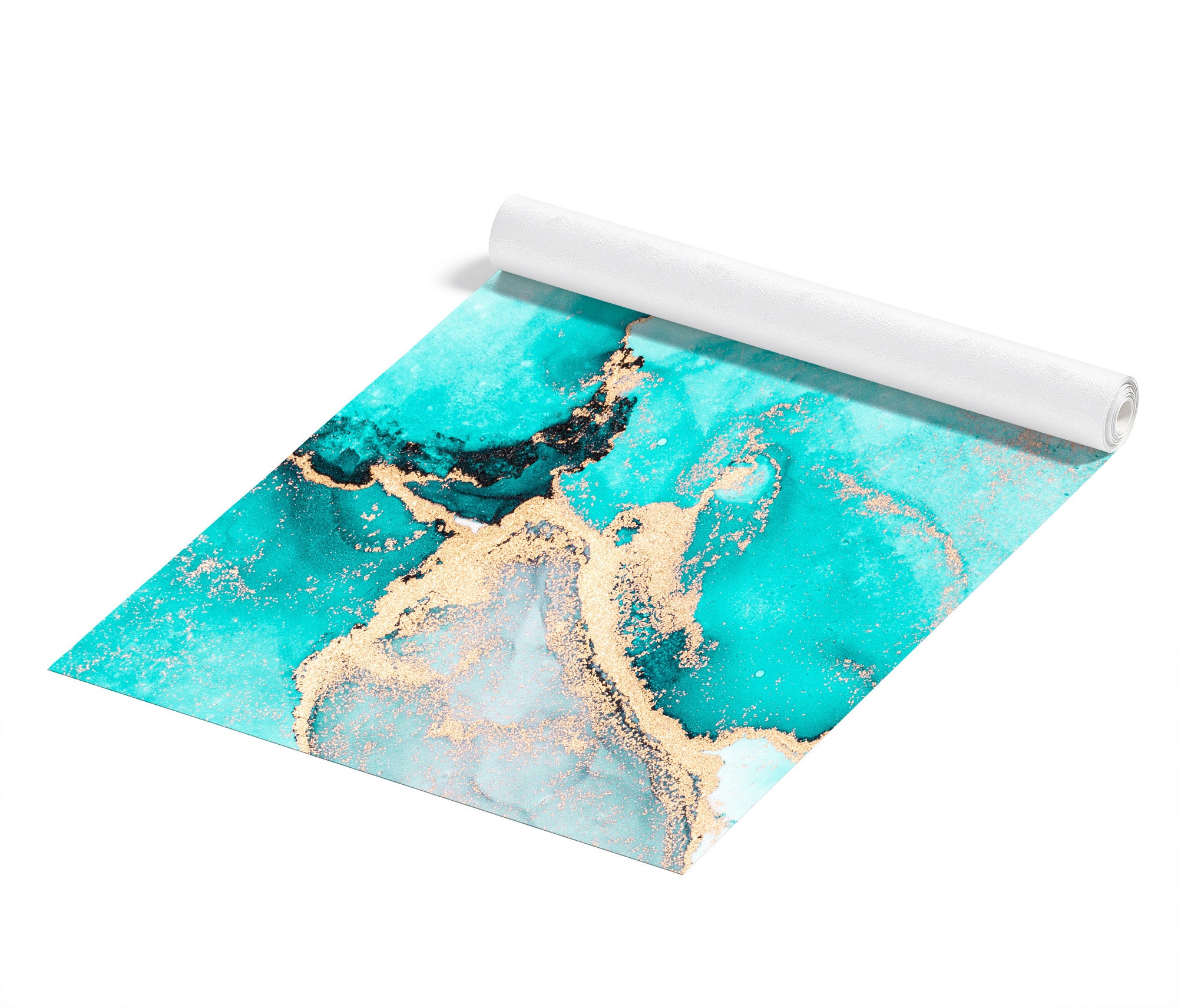 Light Teal Blue Marble Wallpaper, Stone Wall Mural [peel and Stick ...