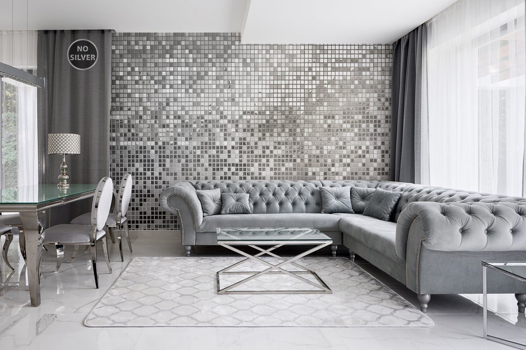 Matte Silver,gray Square Mosaic Wallpaper [self Adhesive, Peel & Stick ...