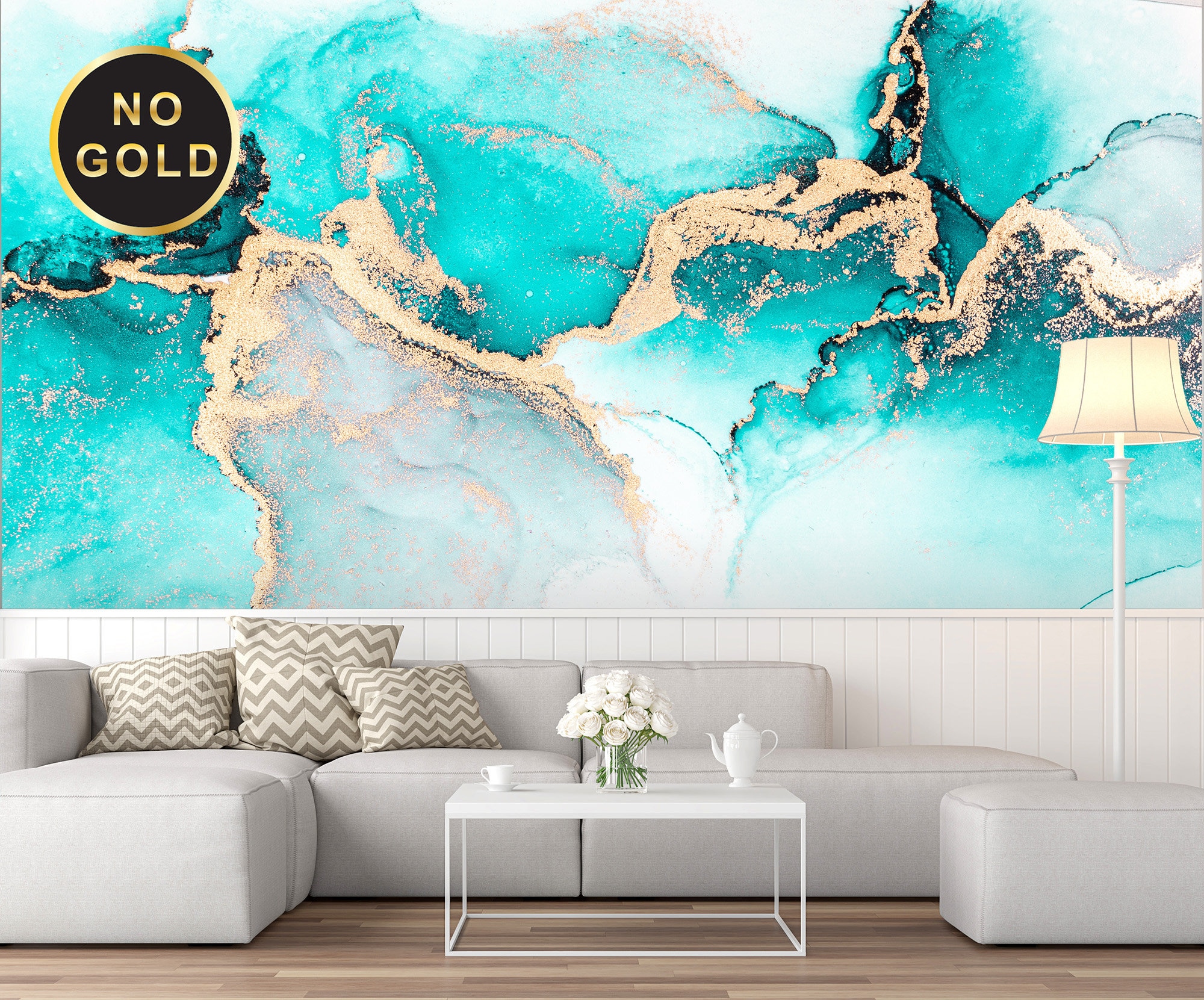 Light Teal Blue Marble Wallpaper, Stone Wall Mural peel and Stick self ...