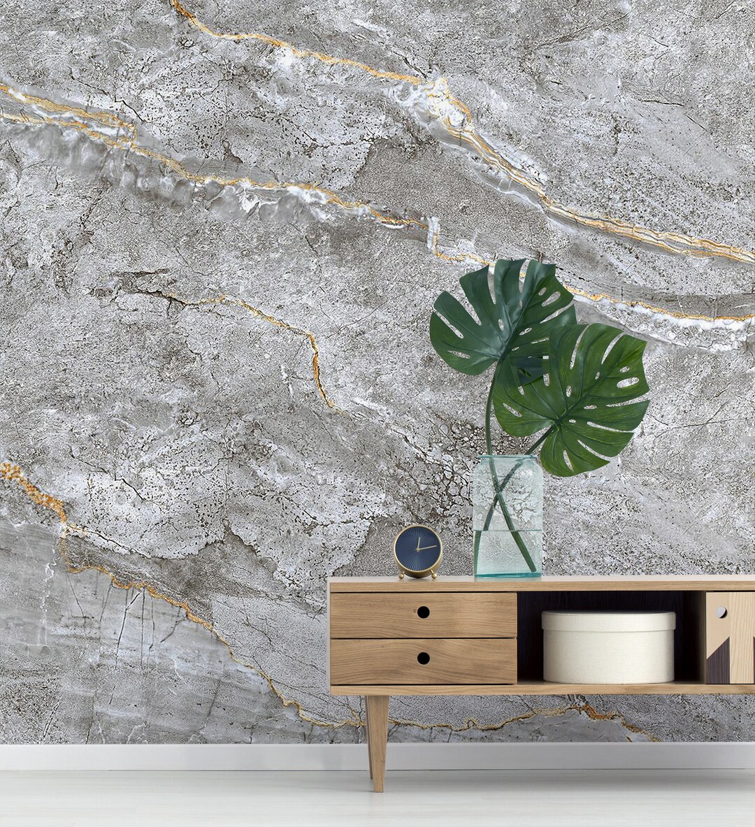 Gray and Yellow Stone Wallpaper [self Adhesive, Peel & Stick, Removable ...