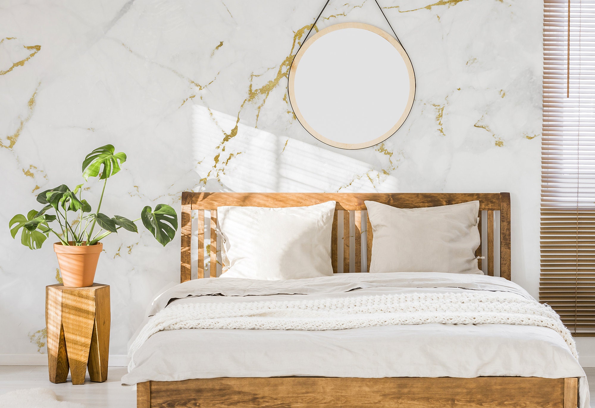 White and Gold Marble Wallpaper, Modern Wall Mural [peel and Stick ...