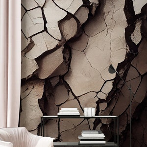 Damaged Stone Wallpaper, Ruined Rock, Abstract peel and Stick self ...