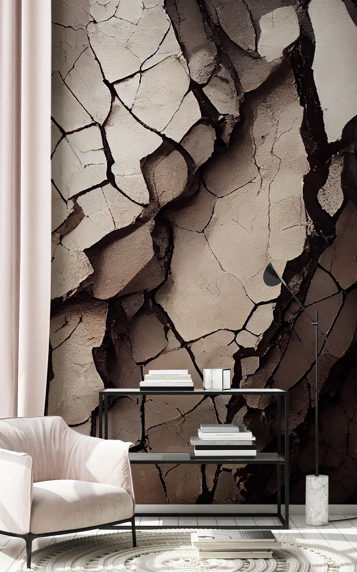 Damaged Stone Wallpaper, Ruined Rock, Abstract peel and Stick self ...