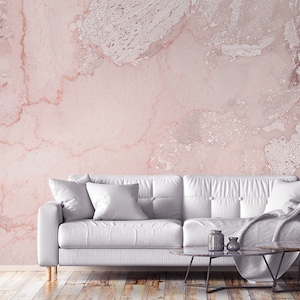Pink Stone Wallpaper, Pink Marble Wall Mural, Marbled Wallpaper [peel ...