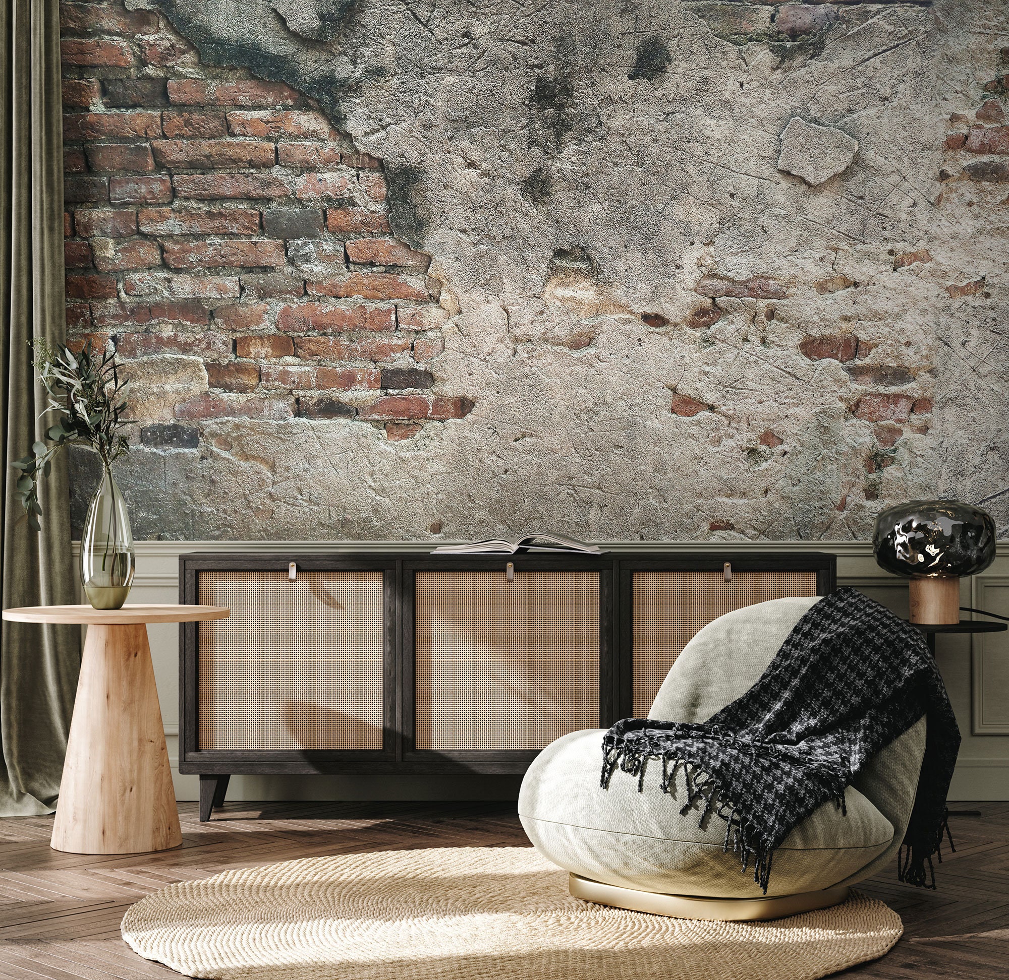 Brick Stone Wall Mural, Concrete Wallpaper, Stone Surface Print peel ...