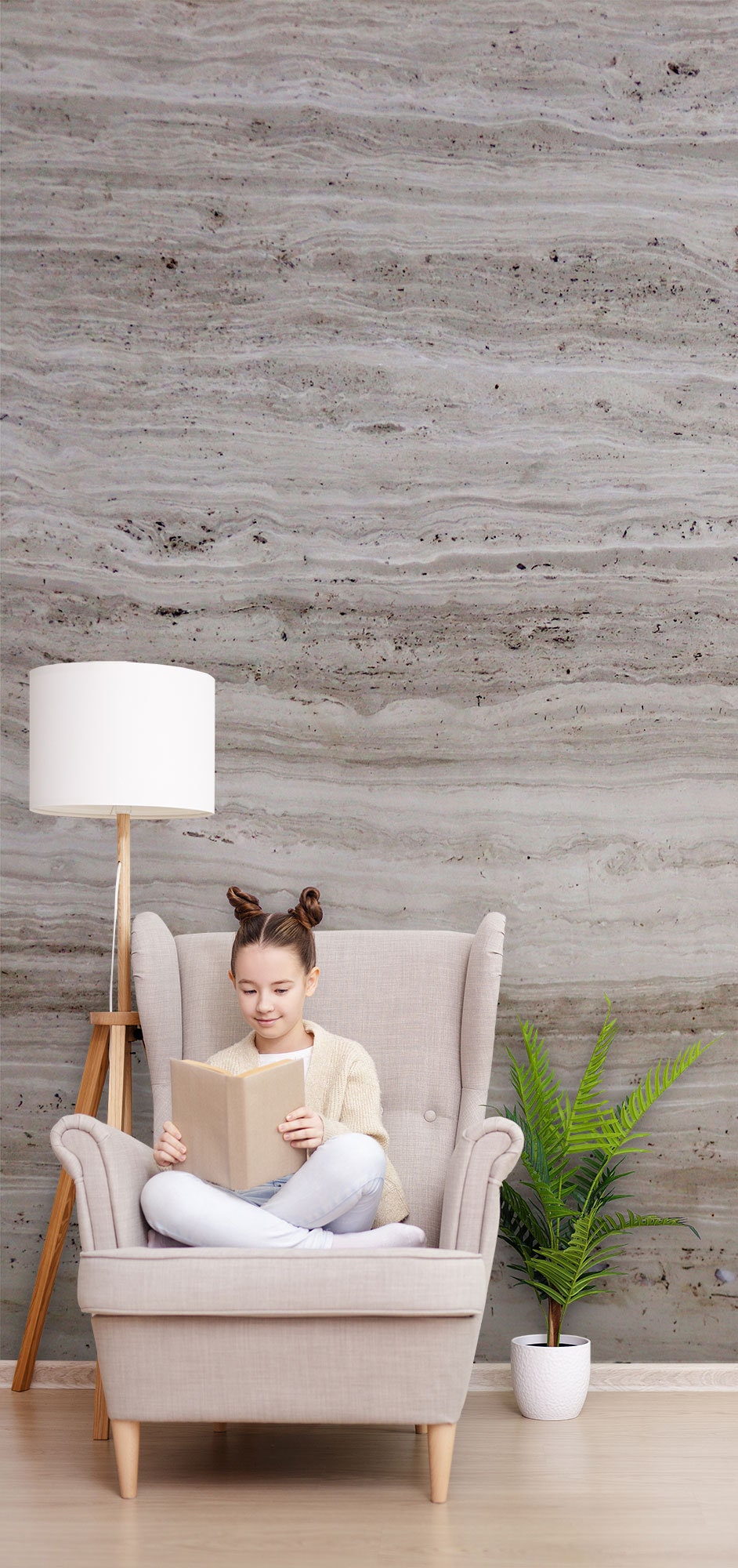 Gray Neutral Color Stone Wallpaper, Grunge Wallpaper peel and Stick ...