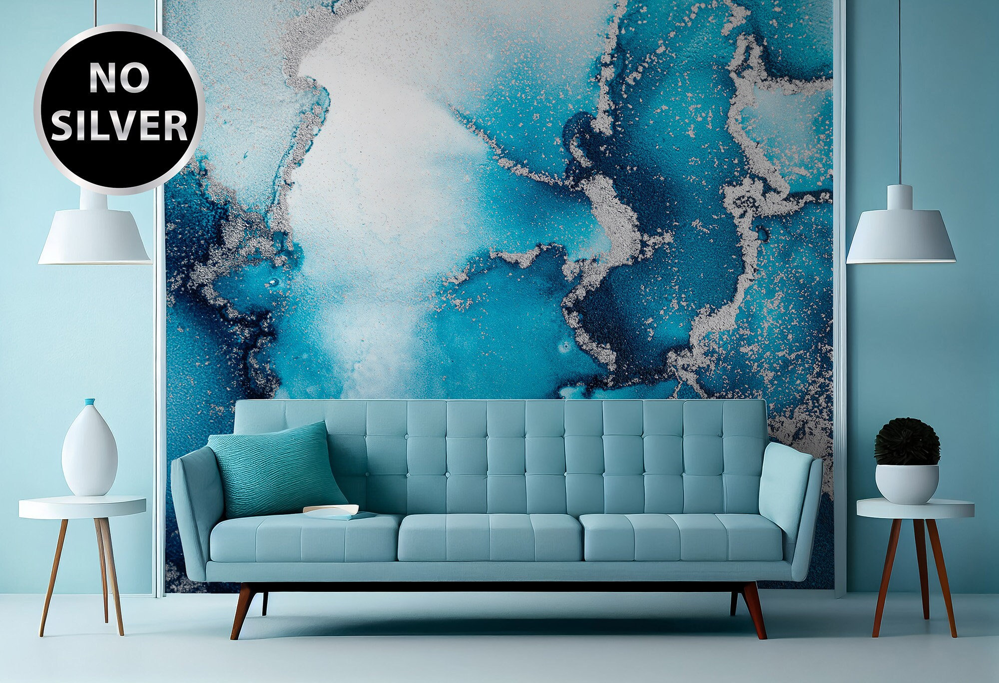 Blue & White Marble Wallpaper Watercolor Abstract Wall Mural - Etsy