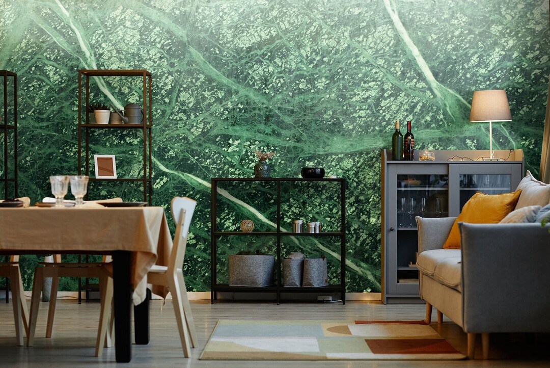 Emerald Green Malachite Jasper Wallpaper, Precious Stone Wall Mural ...