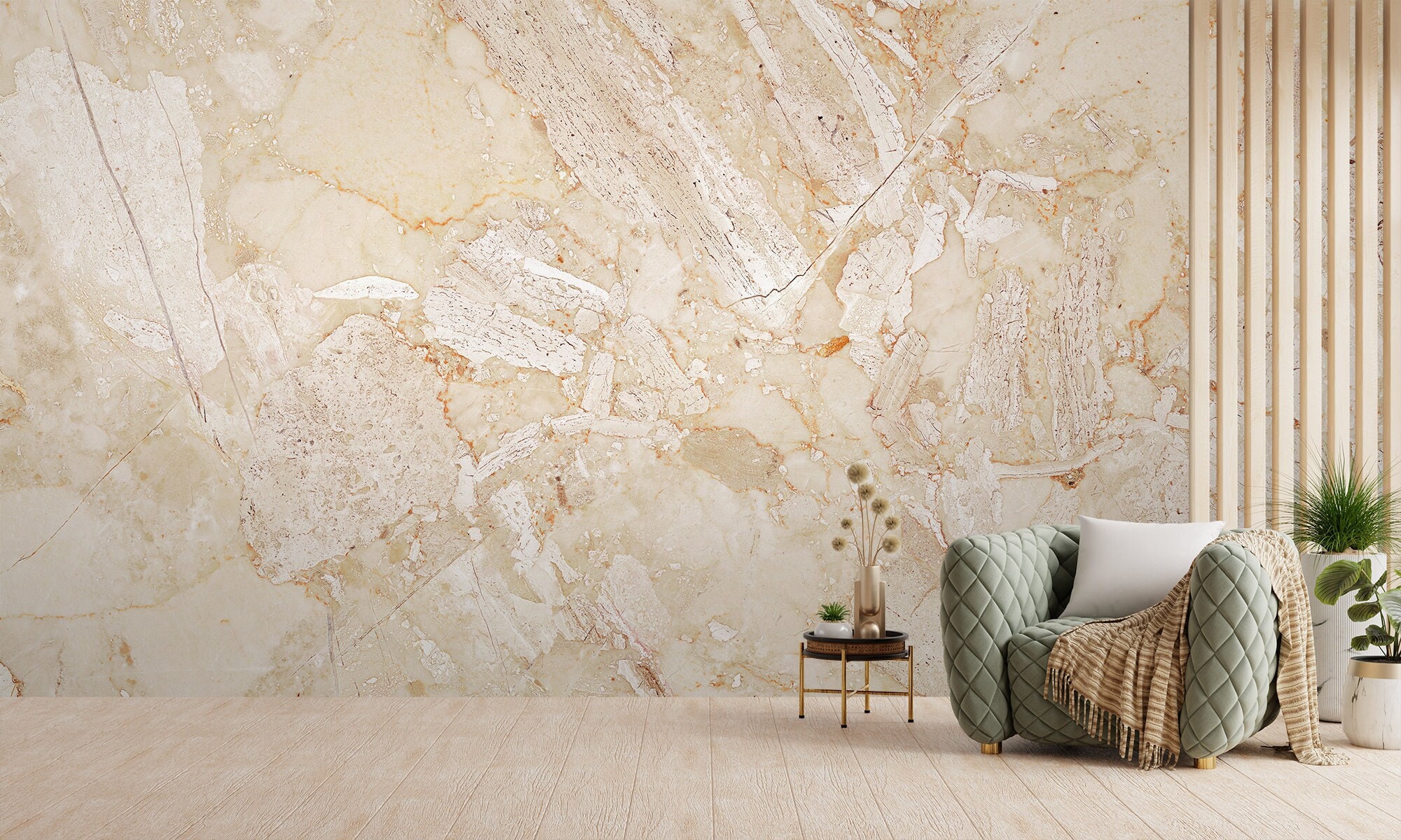 Rustic Marble Wall Mural, Beige Marble Stone Wallpaper, peel and Stick ...