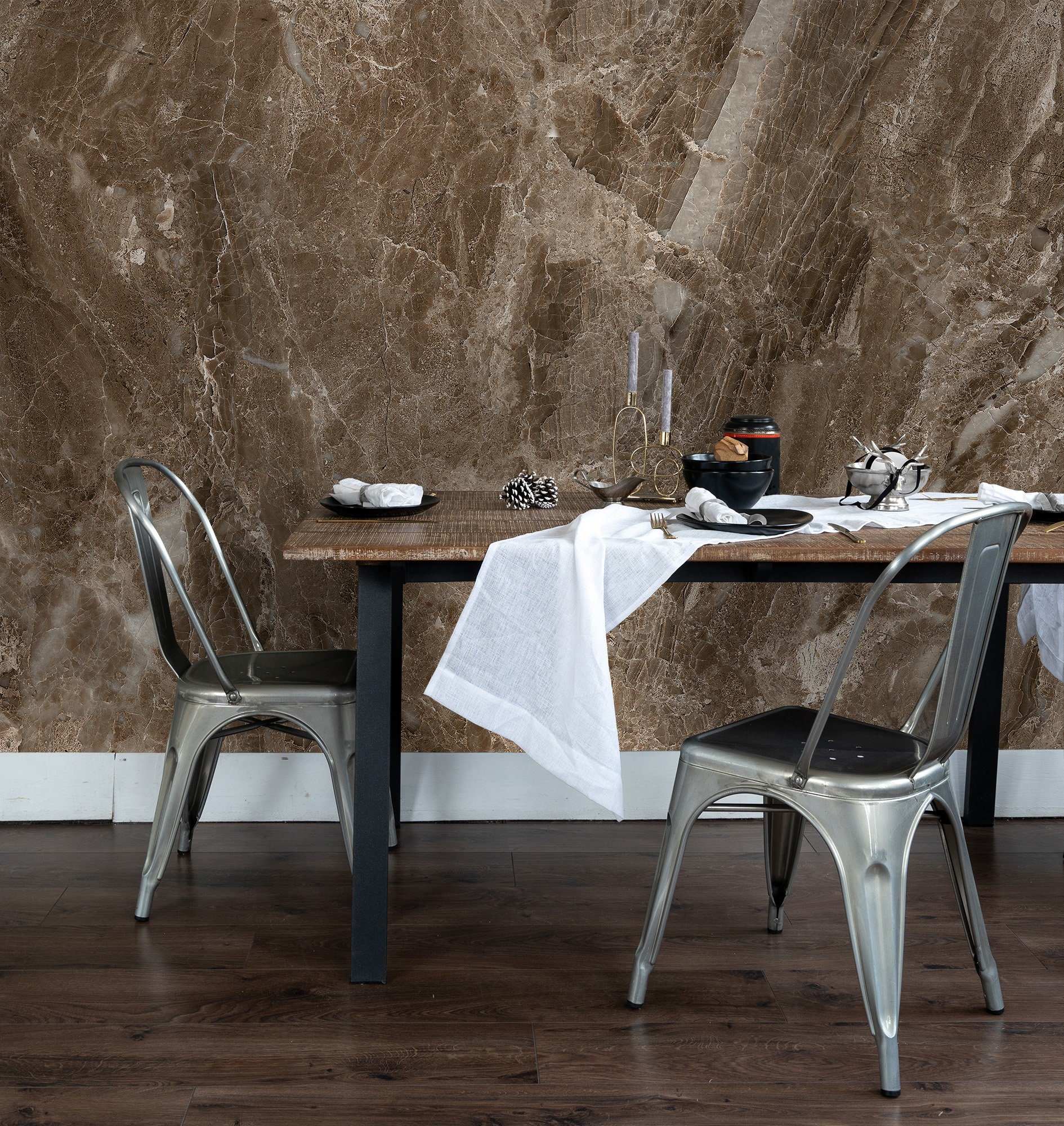 Brown Marble Wallpaper, Natural Dark Stone Wall Mural peel and Stick ...