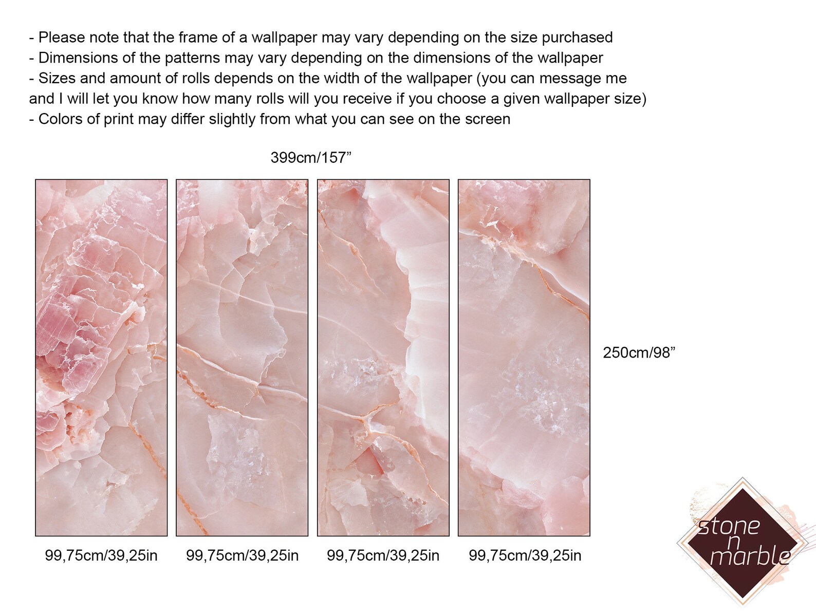 Pink Marble Wallpaper Luxury Stone Wall Mural peel and Stick - Etsy