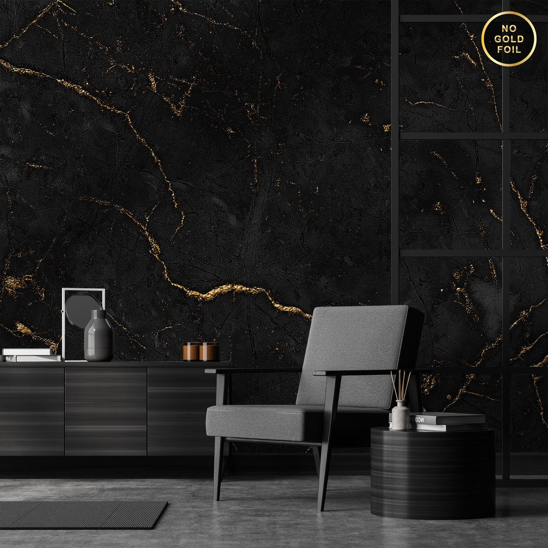 Black Luxury Marble Stone Wallpaper, Wall Mural [peel and Stick (self ...