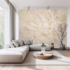Rustic Marble Wall Mural, Beige Marble Stone Wallpaper, [peel and Stick ...