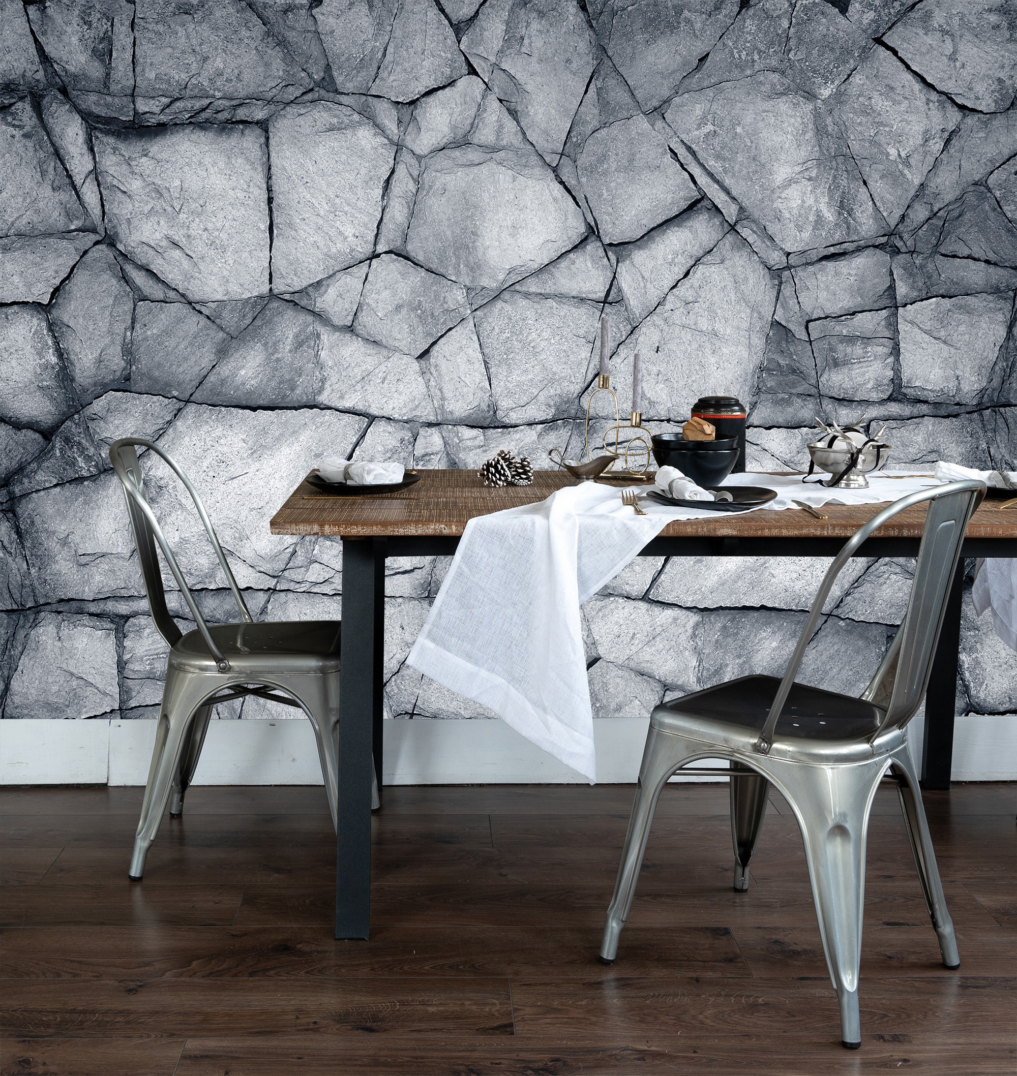 Gray Stone Wallpaper 3D Effect Minimalist self Adhesive - Etsy