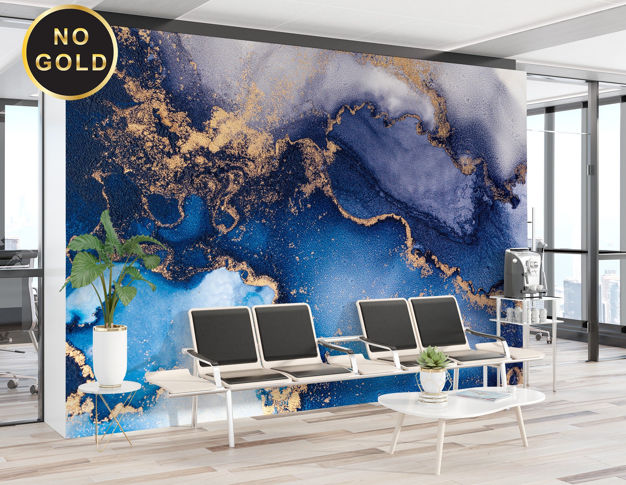 Blue Navy Marble Wallpaper, Stone Wall Mural peel and Stick self ...