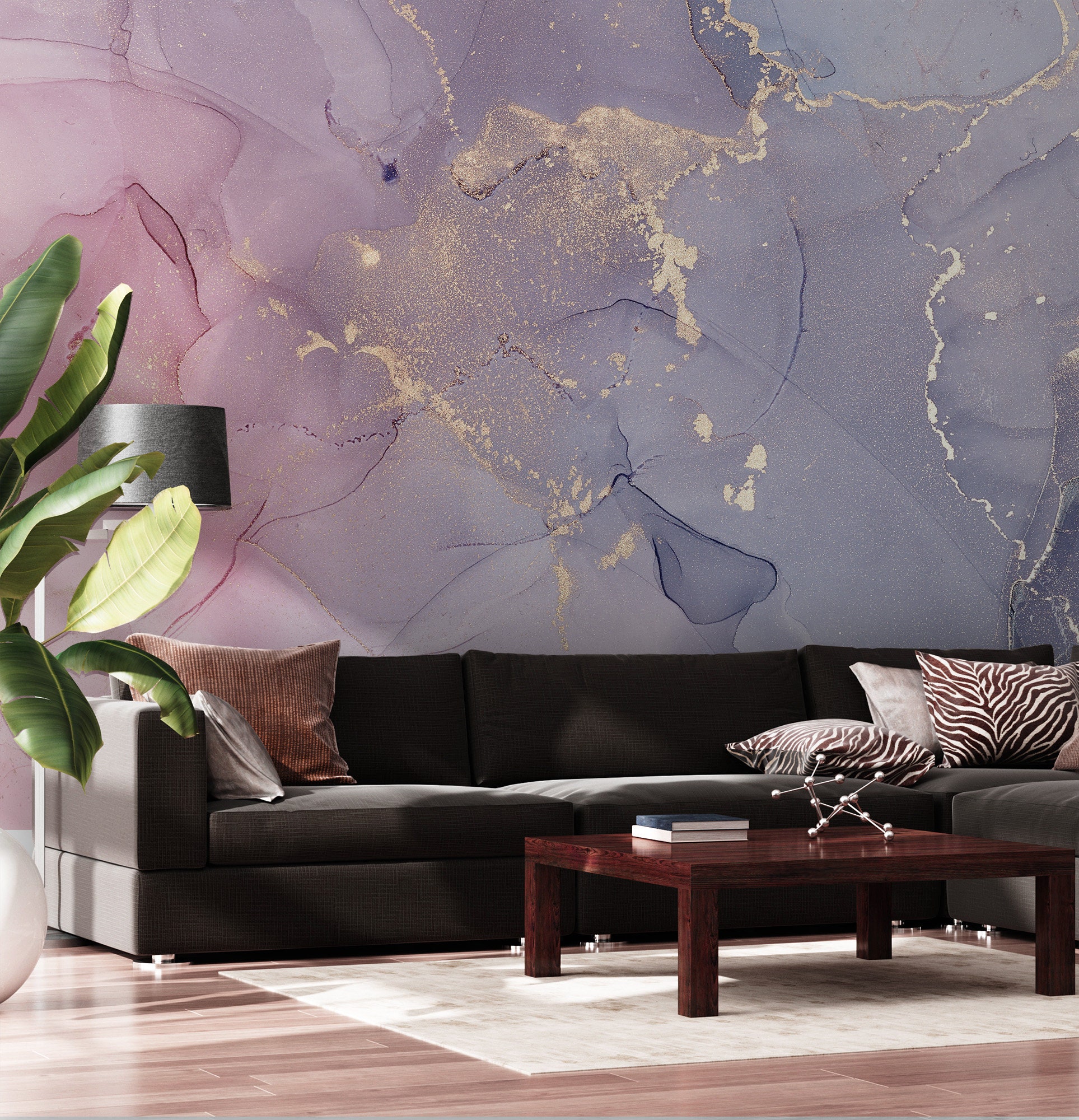 Pink and Purple Marble Wallpaper, Abstract Pattern, Luxury Modern Wall ...