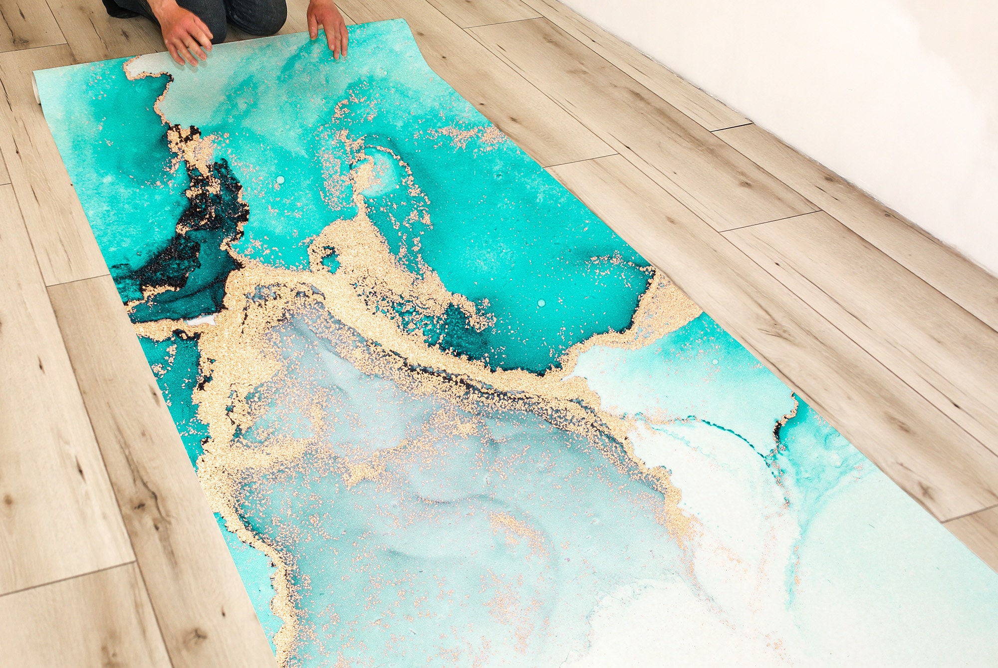 Light Teal Blue Marble Wallpaper, Stone Wall Mural [peel and Stick ...