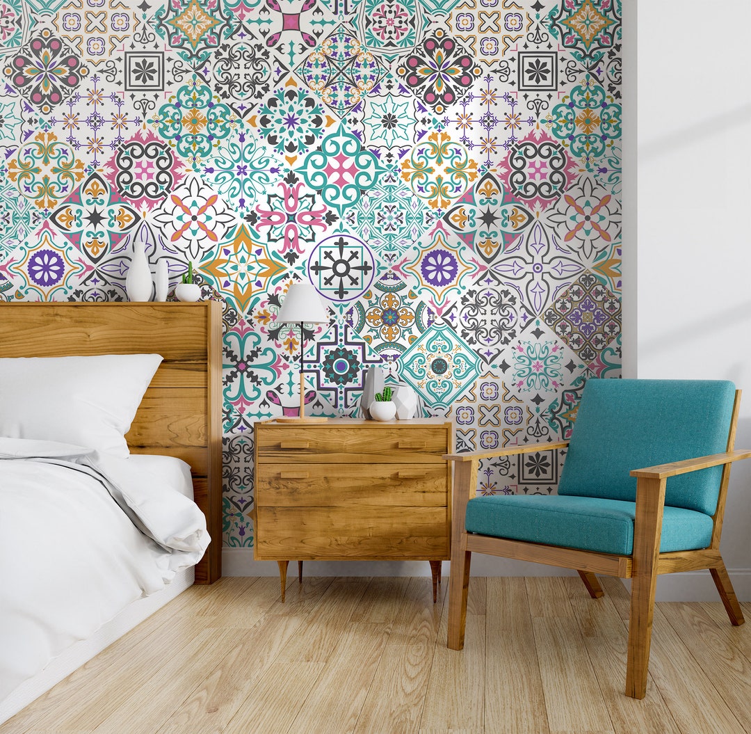 Colorful Tile Wallpaper [peel and Stick (self Adhesive) or Traditional ...