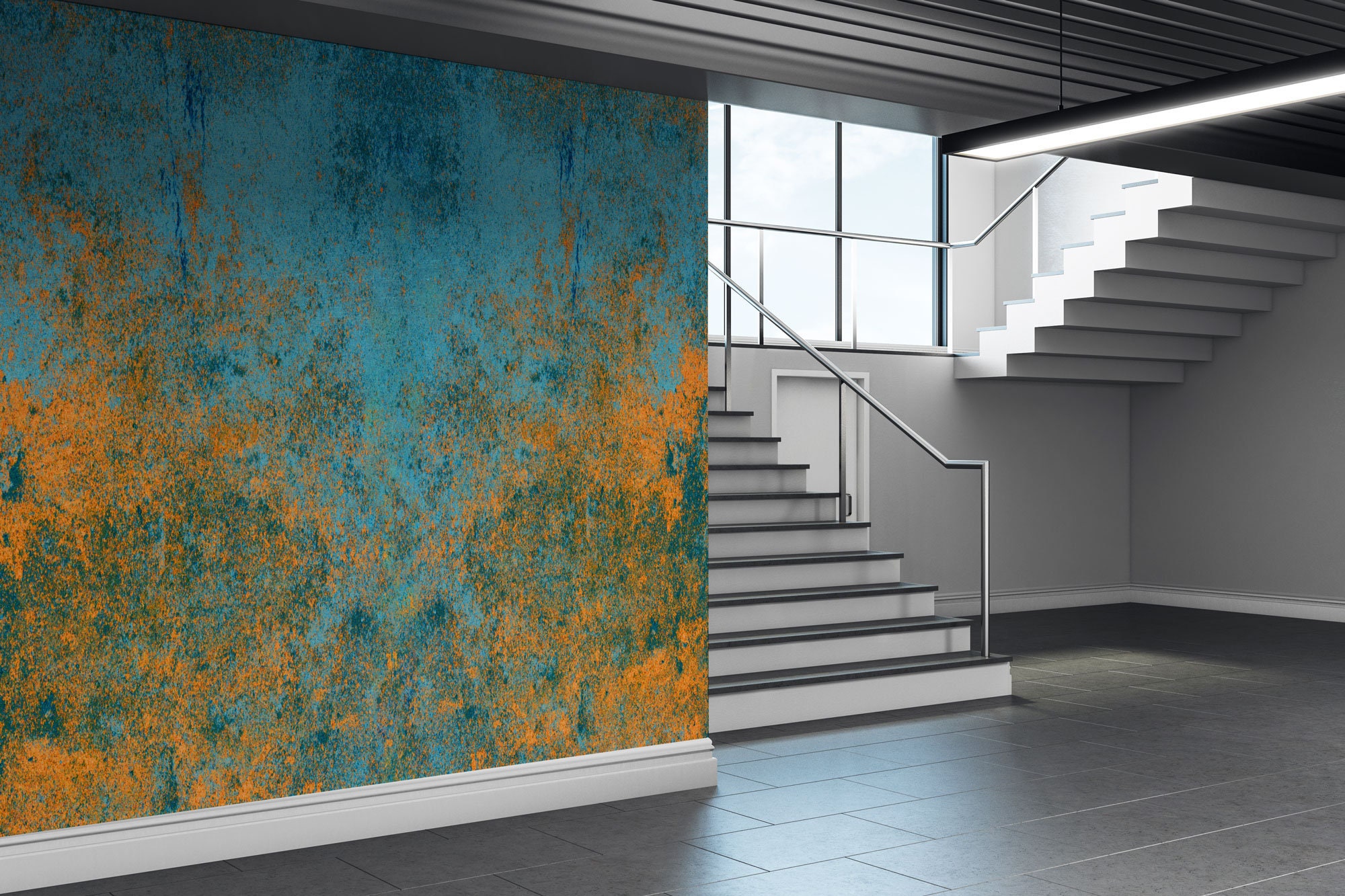 Blue and Orange Rustic Abstract Wallpaper Stone Panorama - Etsy