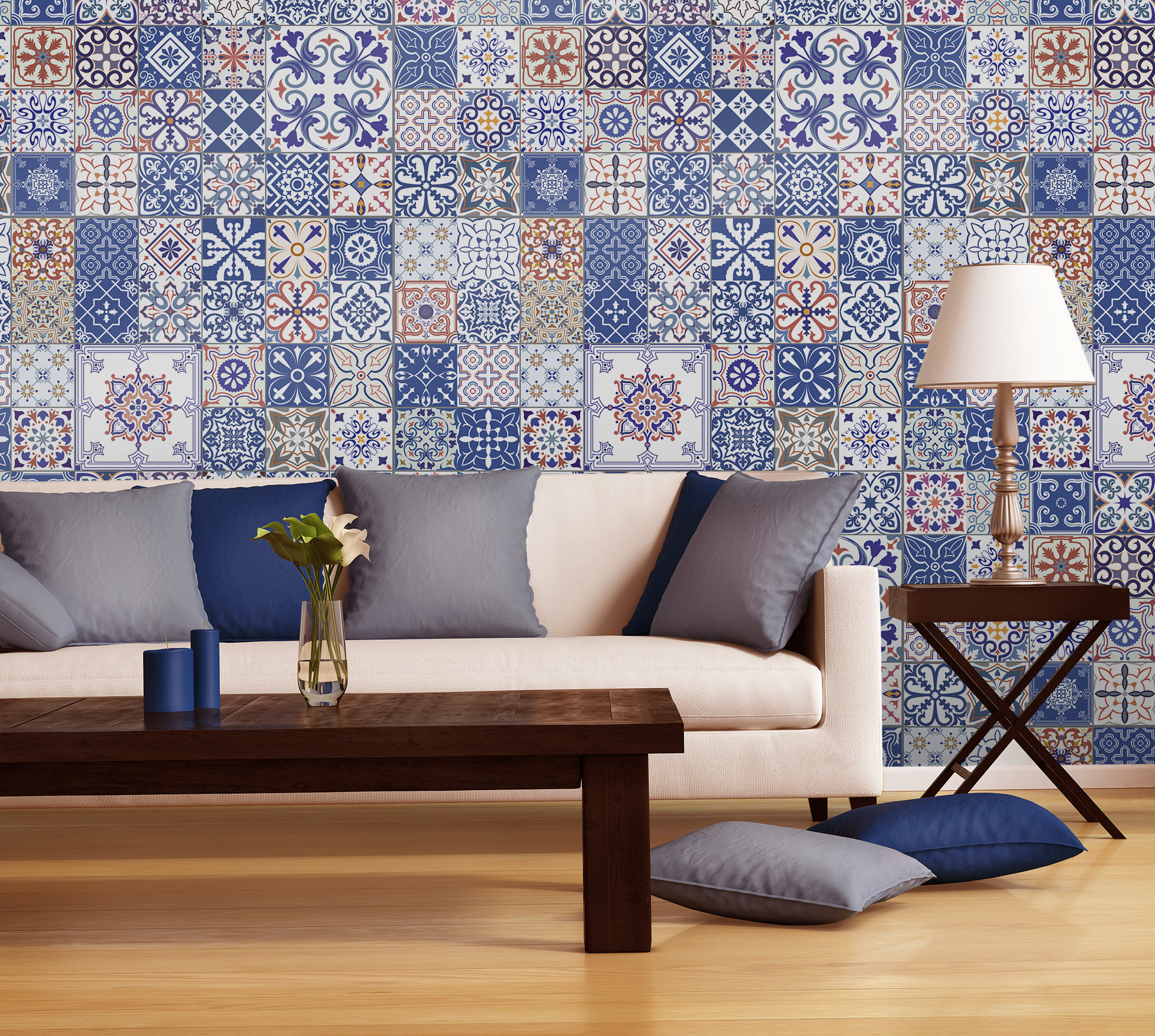 Moroccan Tile Imitation Wallpaper peel and Stick self Adhesive or ...