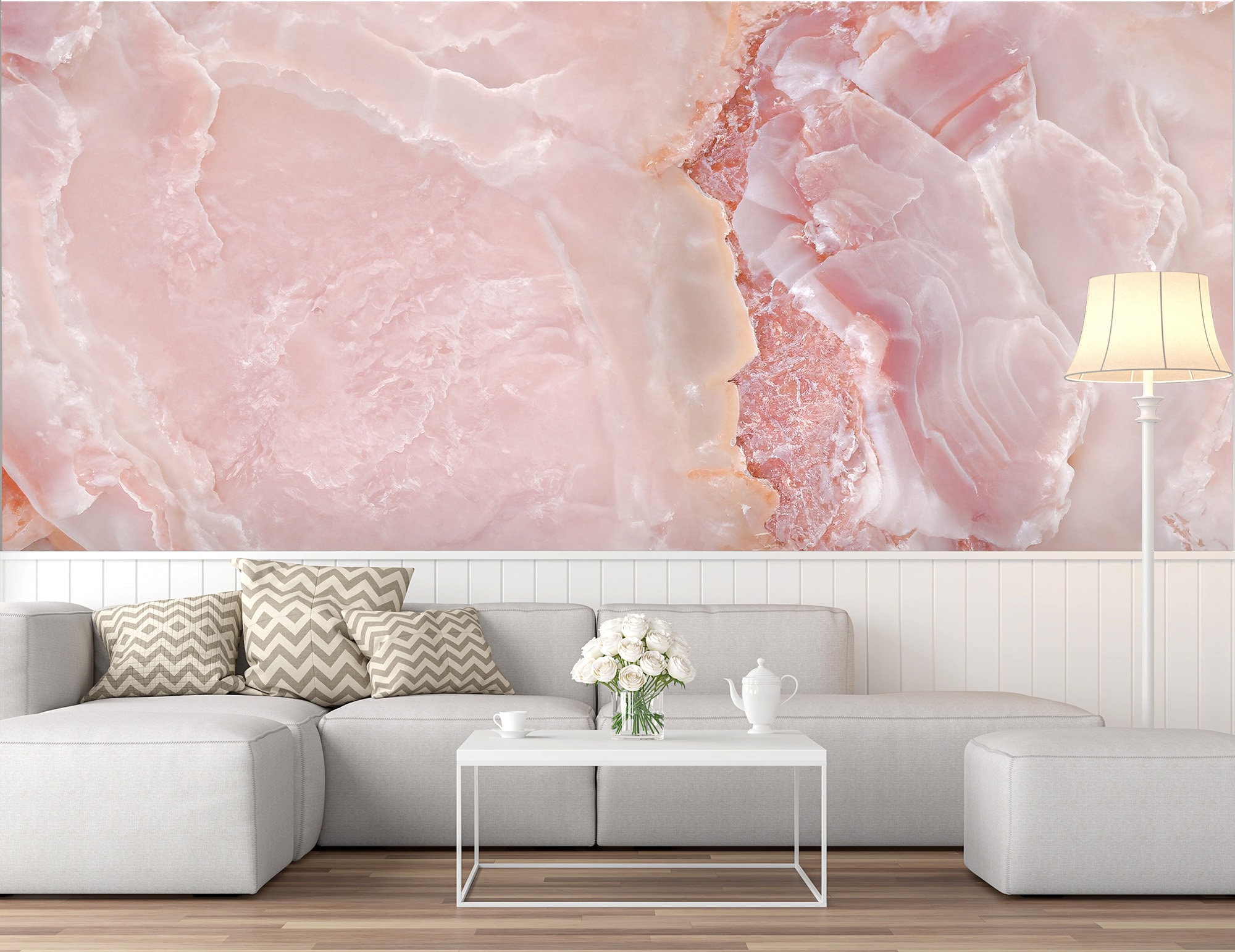 Pink Marble Wallpaper, Stone Wall Mural [peel and Stick (self Adhesive ...