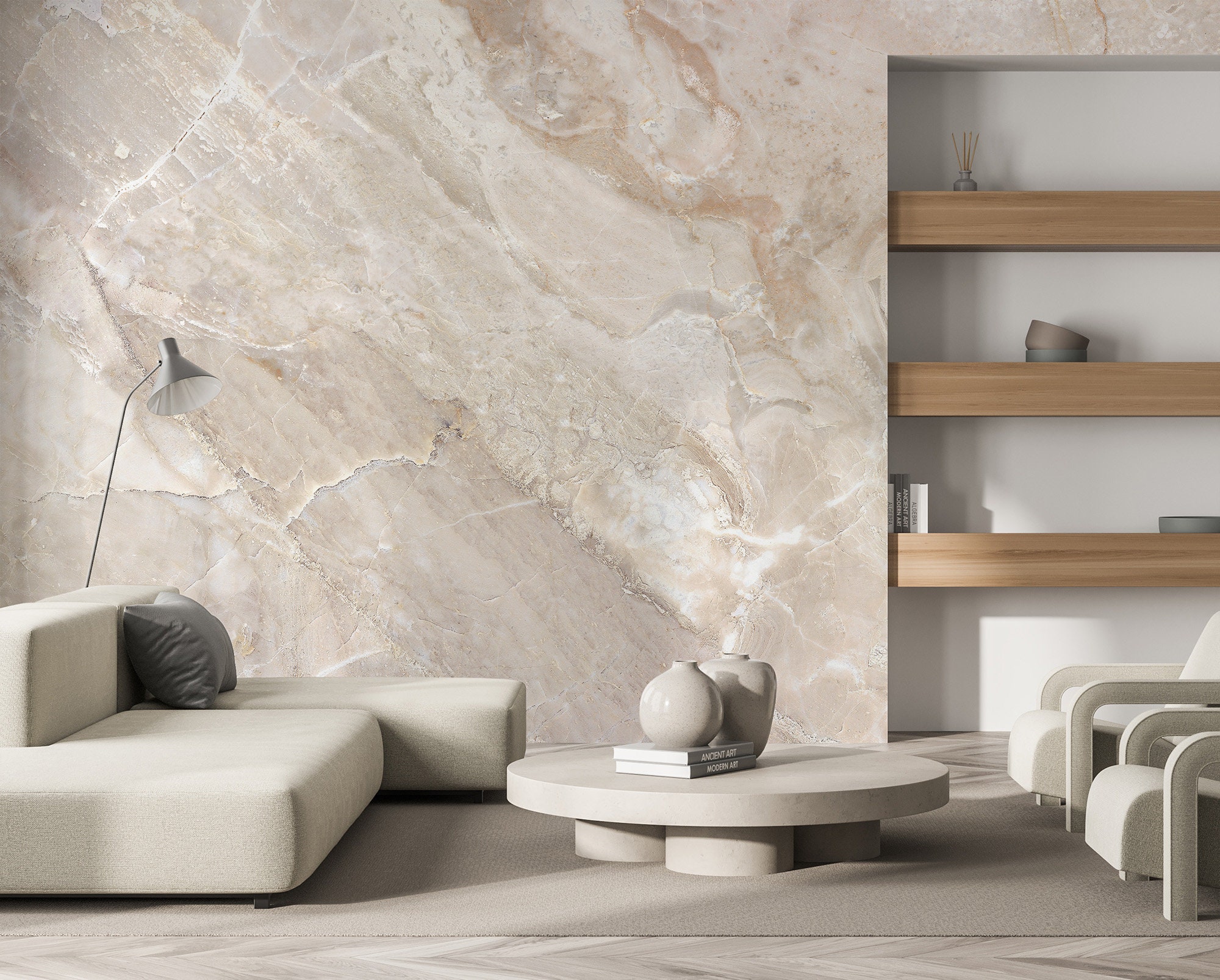 Beige Neutral Marble Stone Wallpaper, Wall Mural [peel and Stick (self ...