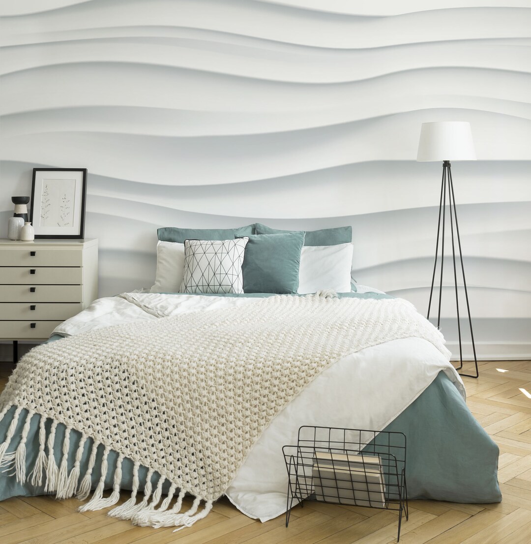 White Wavy Stone Mural [self Adhesive, Peel & Stick, Removable] - Etsy