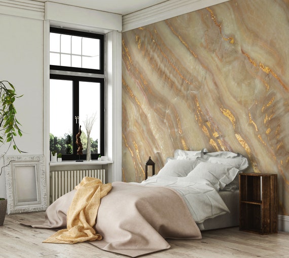 Golden Ivory Wallpaper of Marble Background Natural Exotic | Etsy