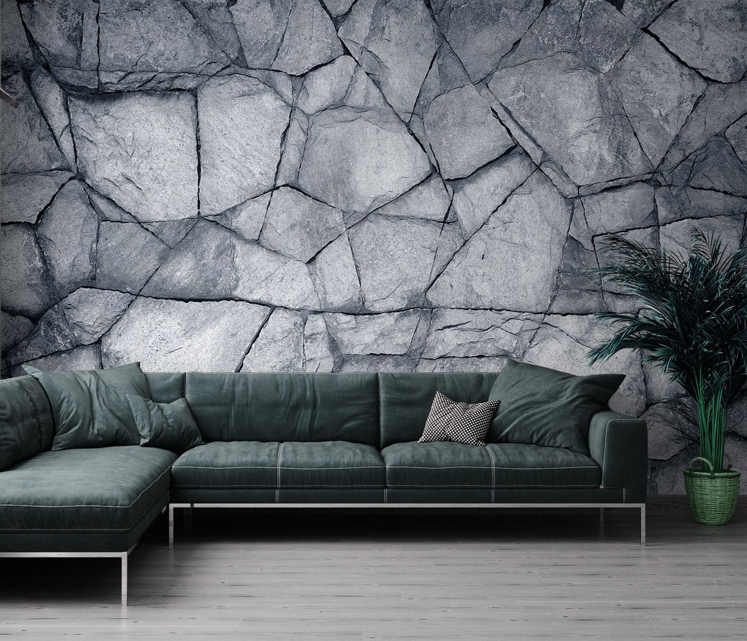 Gray Stone Wallpaper, 3D Effect, Minimalist [self Adhesive, Peel and ...