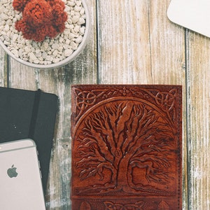 Leather Grimoire Journal, Spell Book of Shadows, Celtic Knot Engraved ...