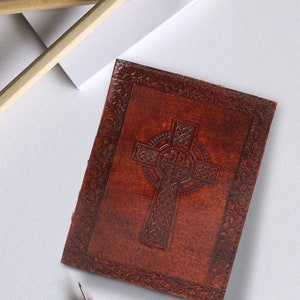 Leather Grimoire Journal, Spell Book of Shadows, Celtic Knot Engraved ...