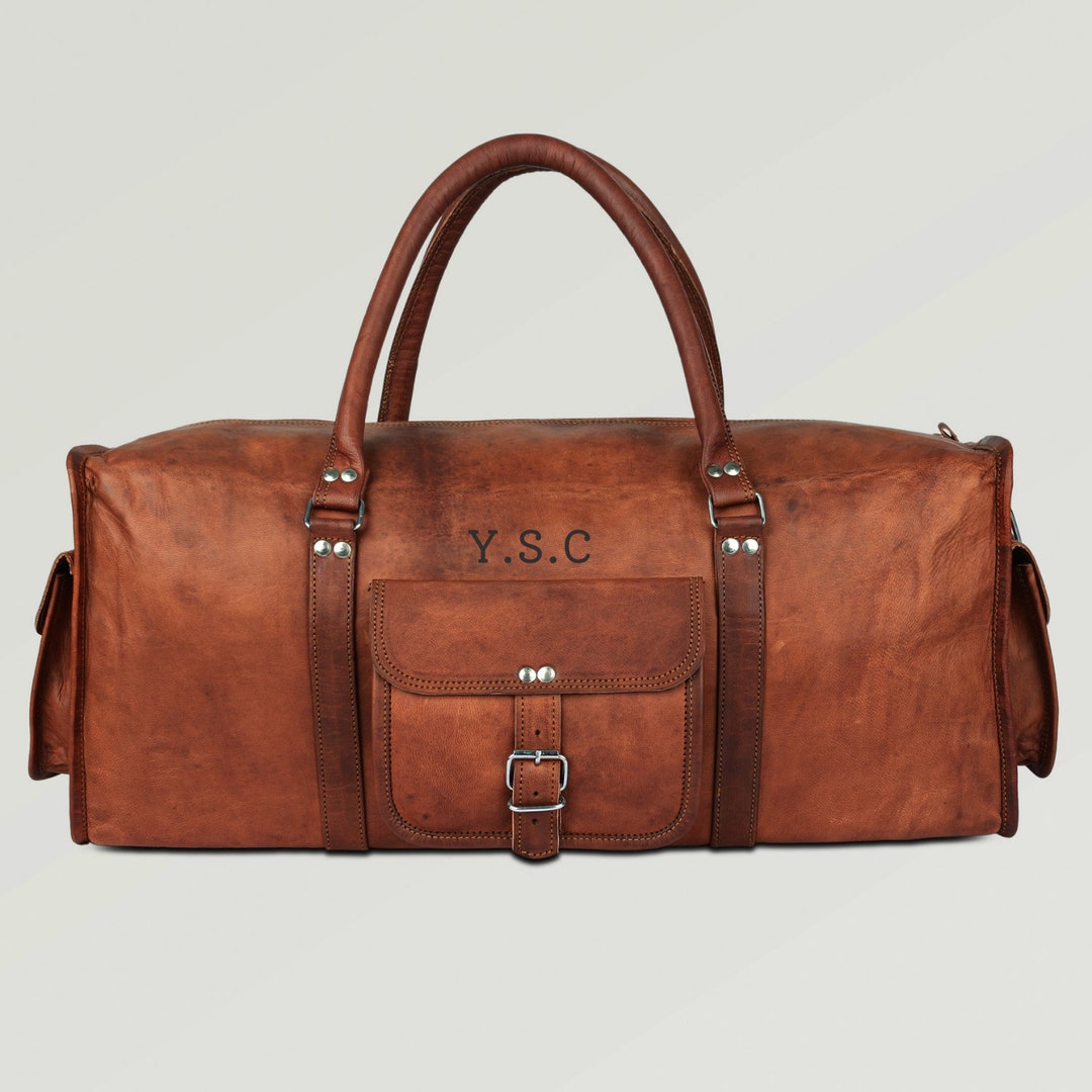Personalized Leather Weekender Duffle Bag, Leather Travel Bag ...