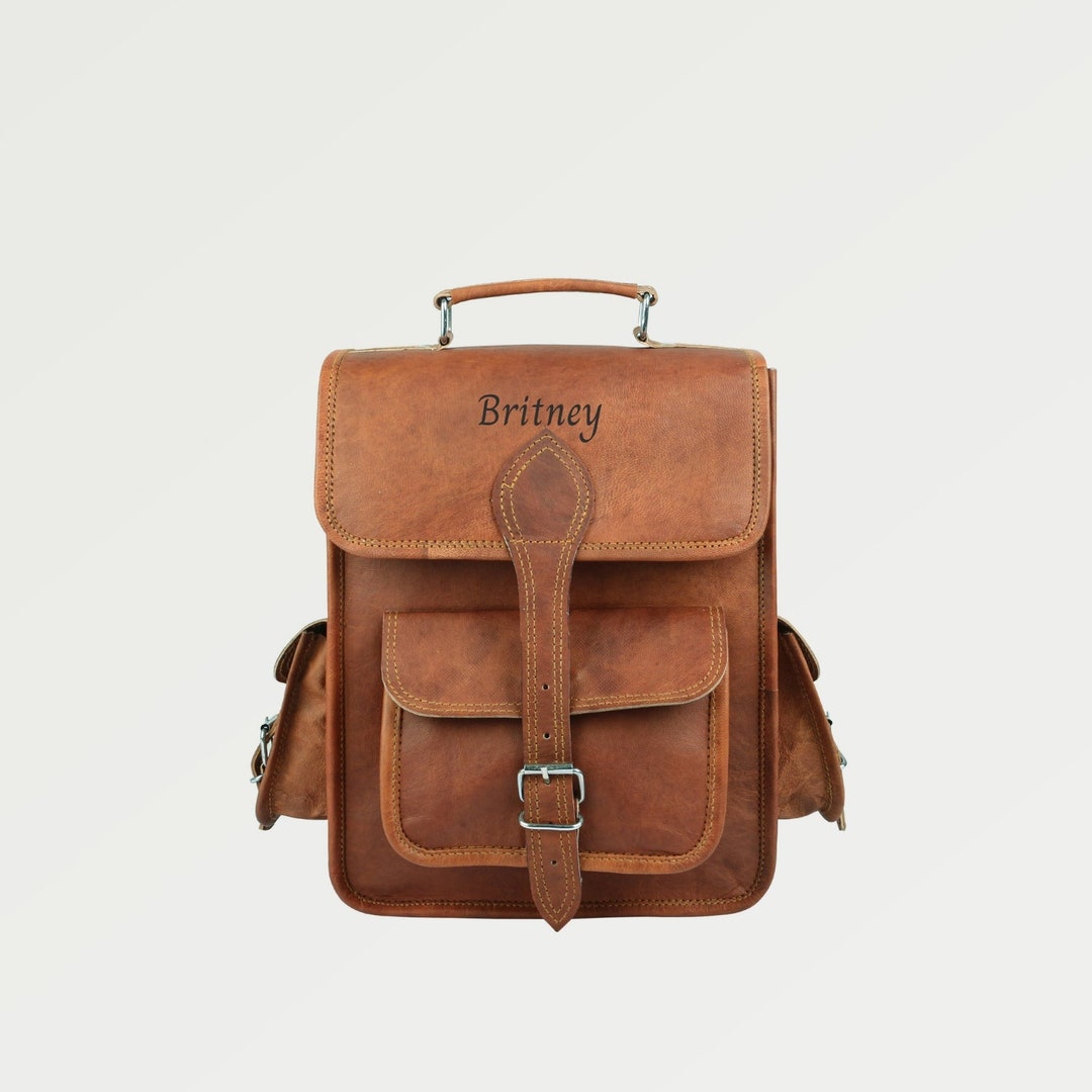 Personalized Leather Laptop Mini Travel Backpack, Handmade Custom Work ...