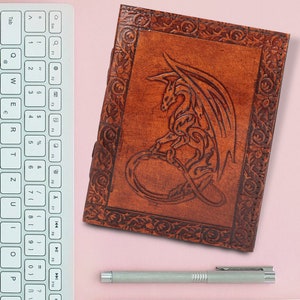 Leather Grimoire Journal, Spell Book of Shadows, Celtic Knot Engraved ...