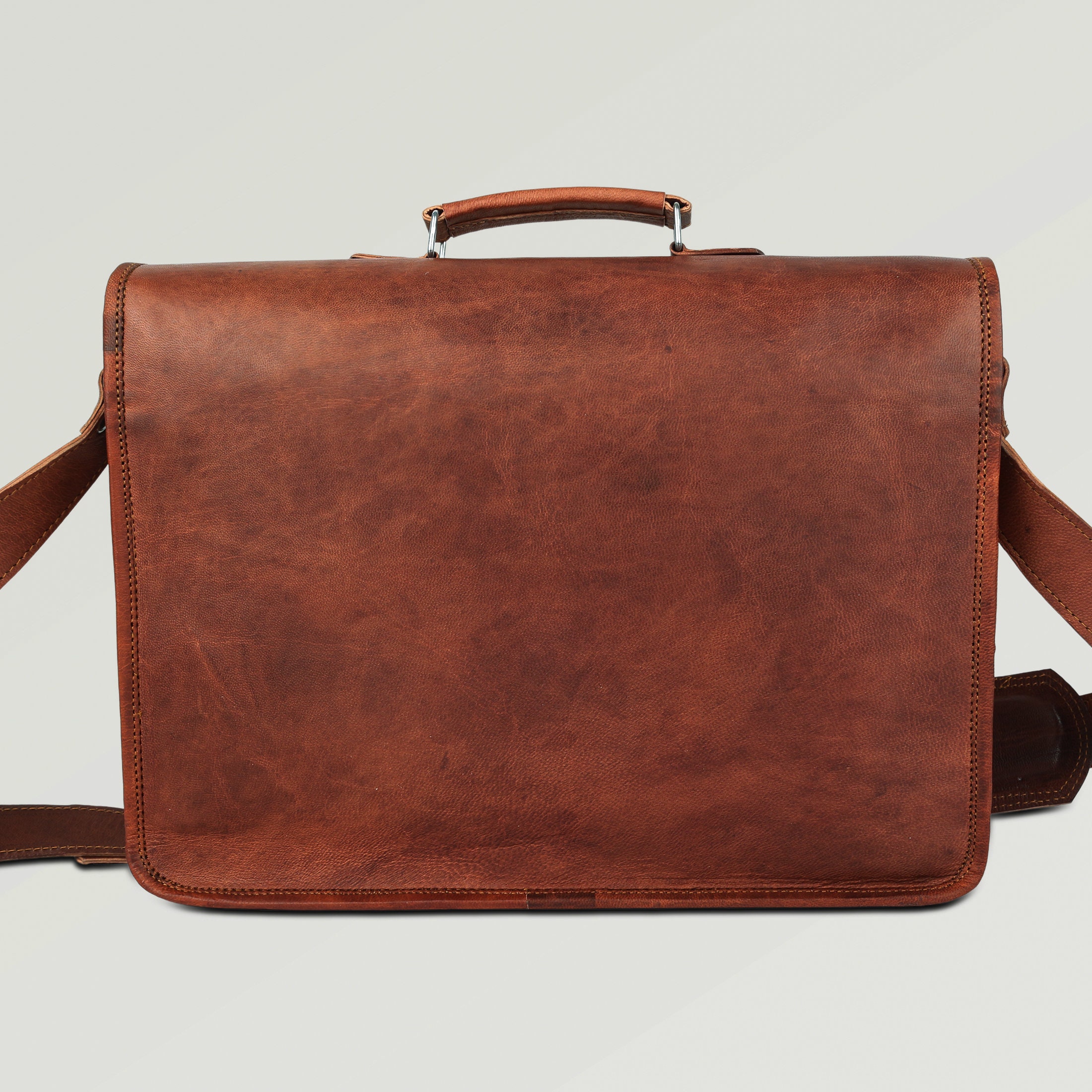 Personalized Leather Laptop Messenger Briefcase Satchel Bag | Etsy