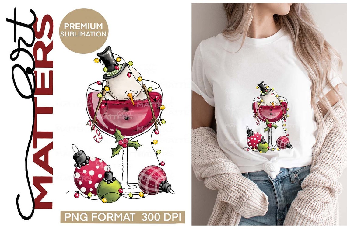 Tipsy Snowman Red Wine Hand Painted PNG Sublimation - Etsy