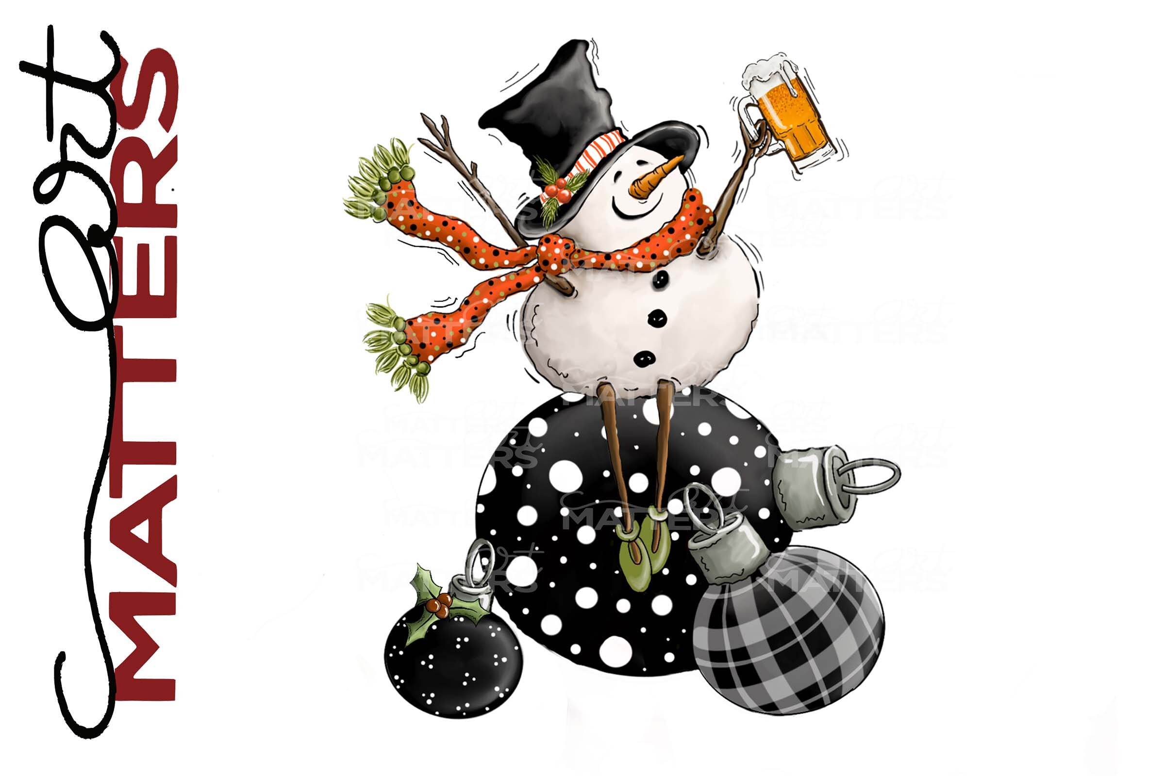 Snowman Beer Hand Ornament Hand Painted PNG - Etsy