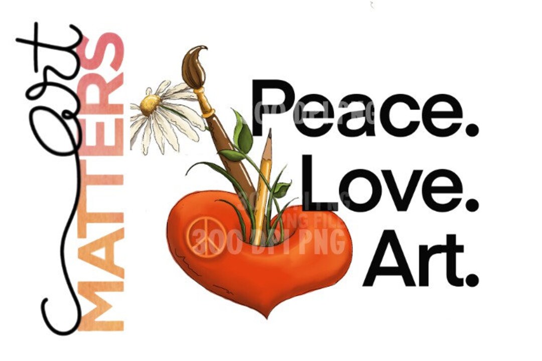 Peace Love Art Hand Painted PNG Sublimation Clip Art - Etsy