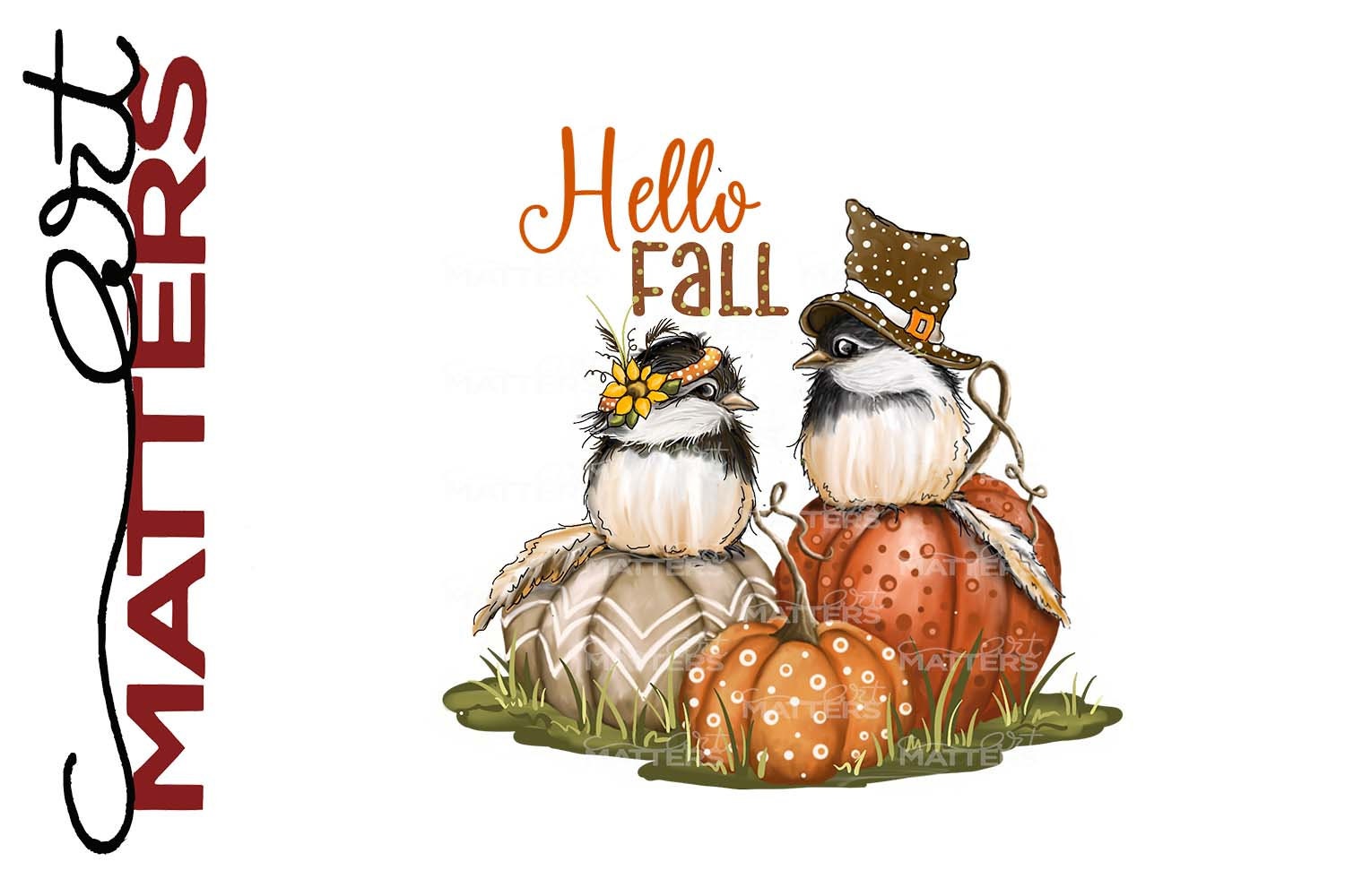 Chickadee Hello Fall - Hand Painted - PNG - Sublimation - Fall - Etsy