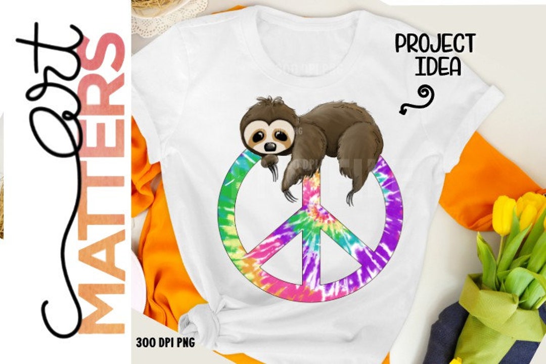 Sloth Peace Tye Dye - Hand Painted - PNG - Sublimation - Clip Art - Etsy