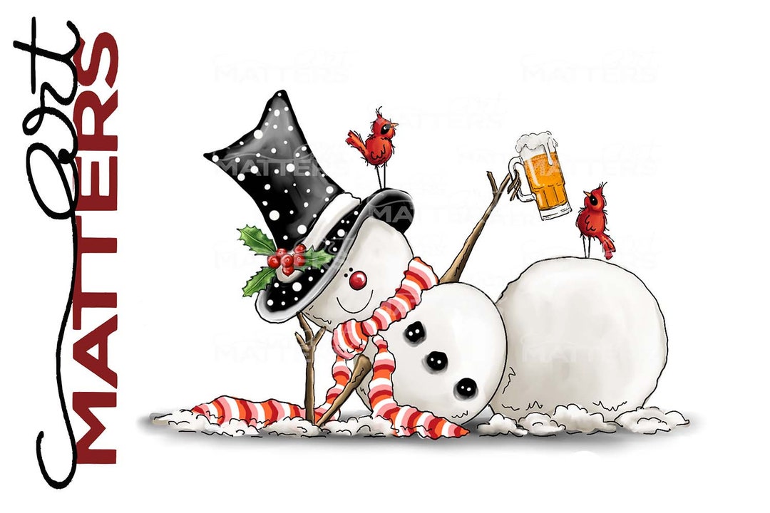 Hand-painted Tipsy Snowman With Beer Mug - Christmas PNG - Sublimation ...