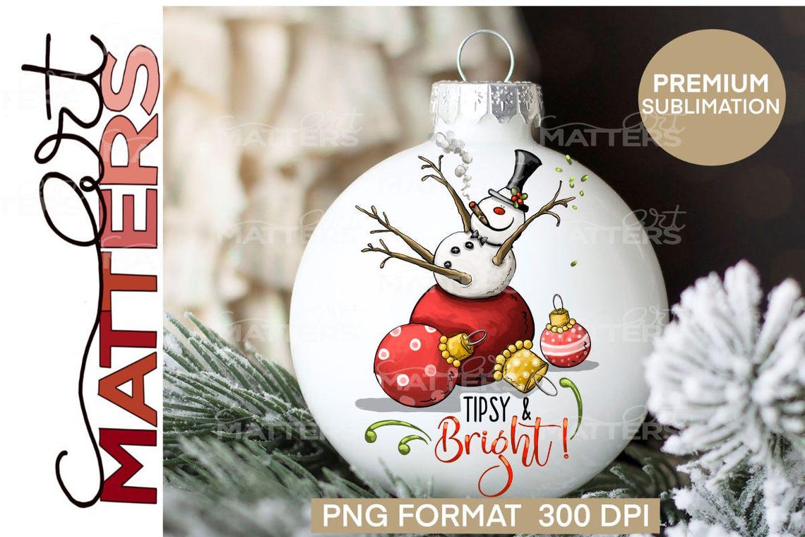 Tipsy Snowman Sublimation PNG Bundle: Hand-painted Christmas Clipart ...