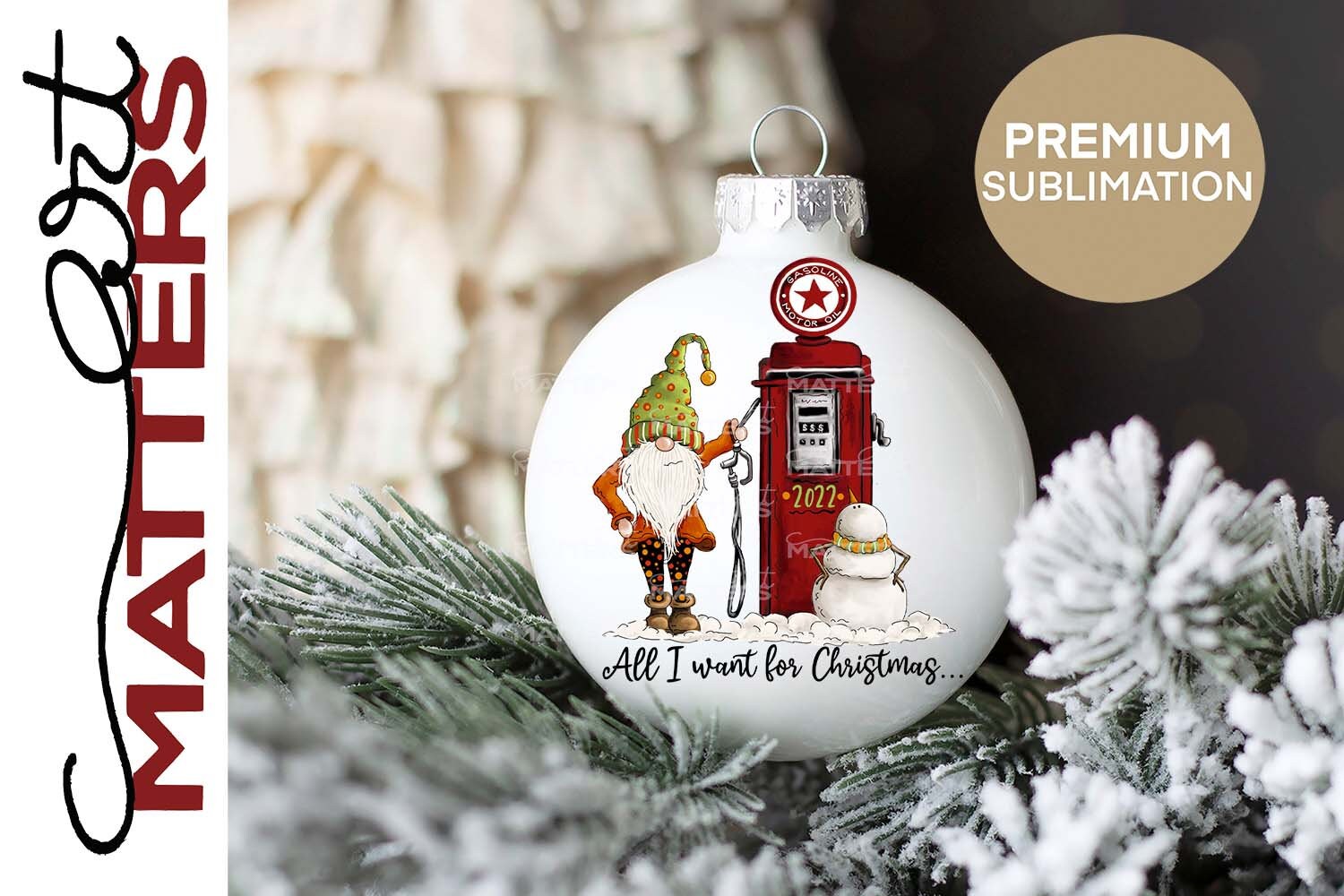 Vintage Gas Pump Santa Gnome Snowman - Hand Painted - PNG - Sublimation ...